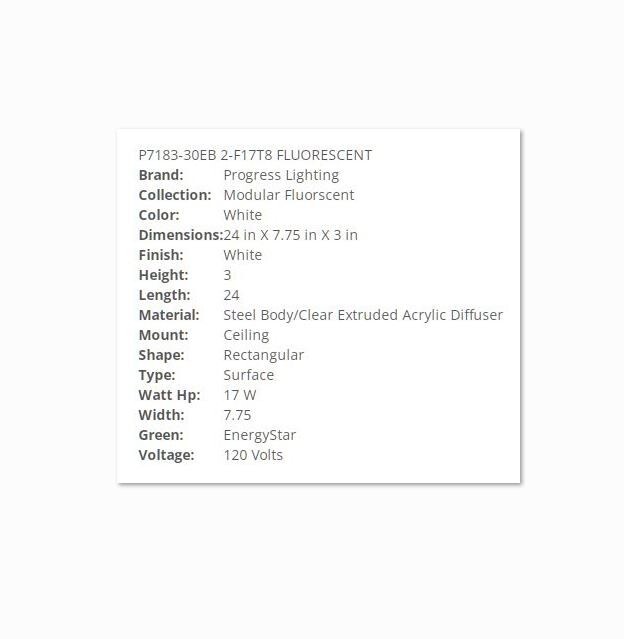 Progress Lighting White Two-Light, 2 ft Modular Fluorescent_P7183-30EB ...