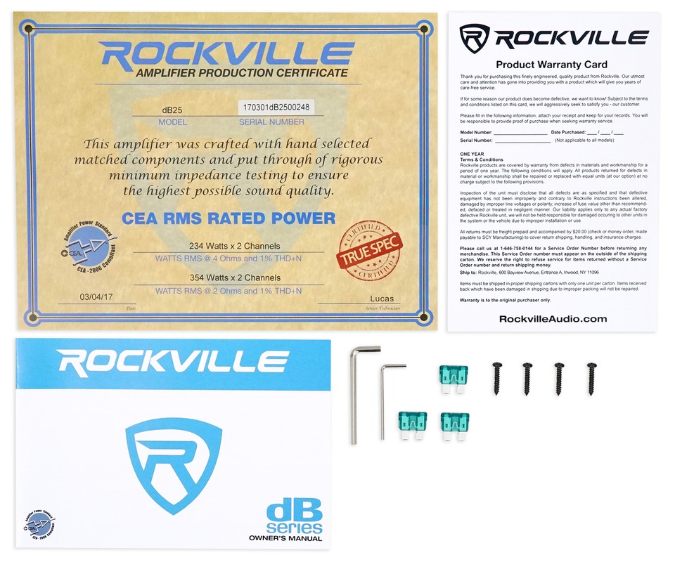 Rockville dB25 2800 Watt Peak/700w RMS 2 Channel Amplifier Car Stereo ...