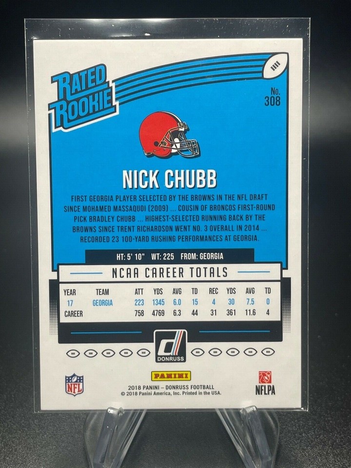 2018 Panini Donruss Rated Rookie Nick Chubb RC CLEVELAND BROWNS | eBay