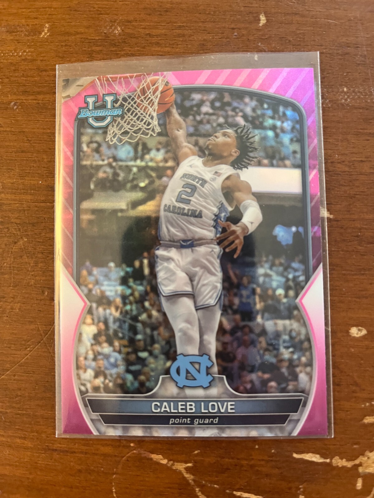 2023 Bowman University Pink Caleb Love RC UNC North Carolina Tarheels ...