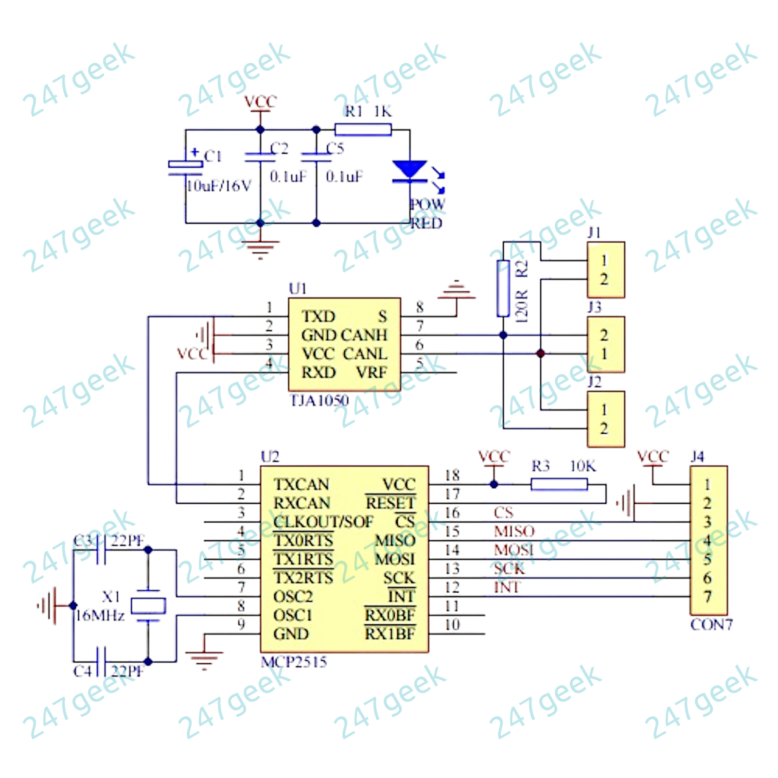 🇬🇧 Arduino CAN BUS Transceiver Module Car OBD2 OBDII MCP2515 * 16MHZ ...