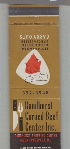 Matchbook Cover - Illinois - Randhurst Corned Beef Center Mount ...