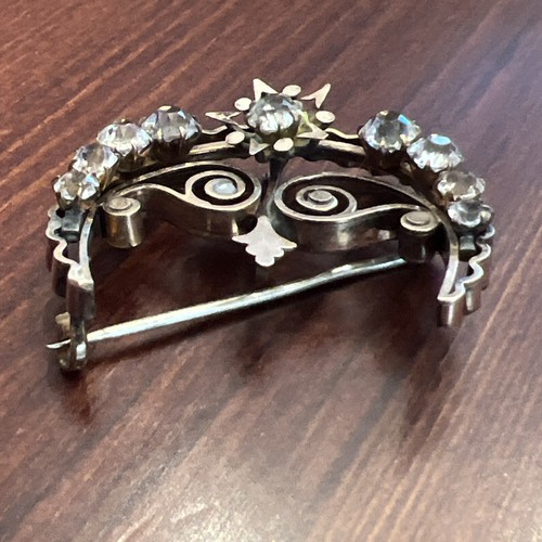 Antique Victorian Gold Filled Crescent Moon Star Paste Pin Brooch PSCO ...