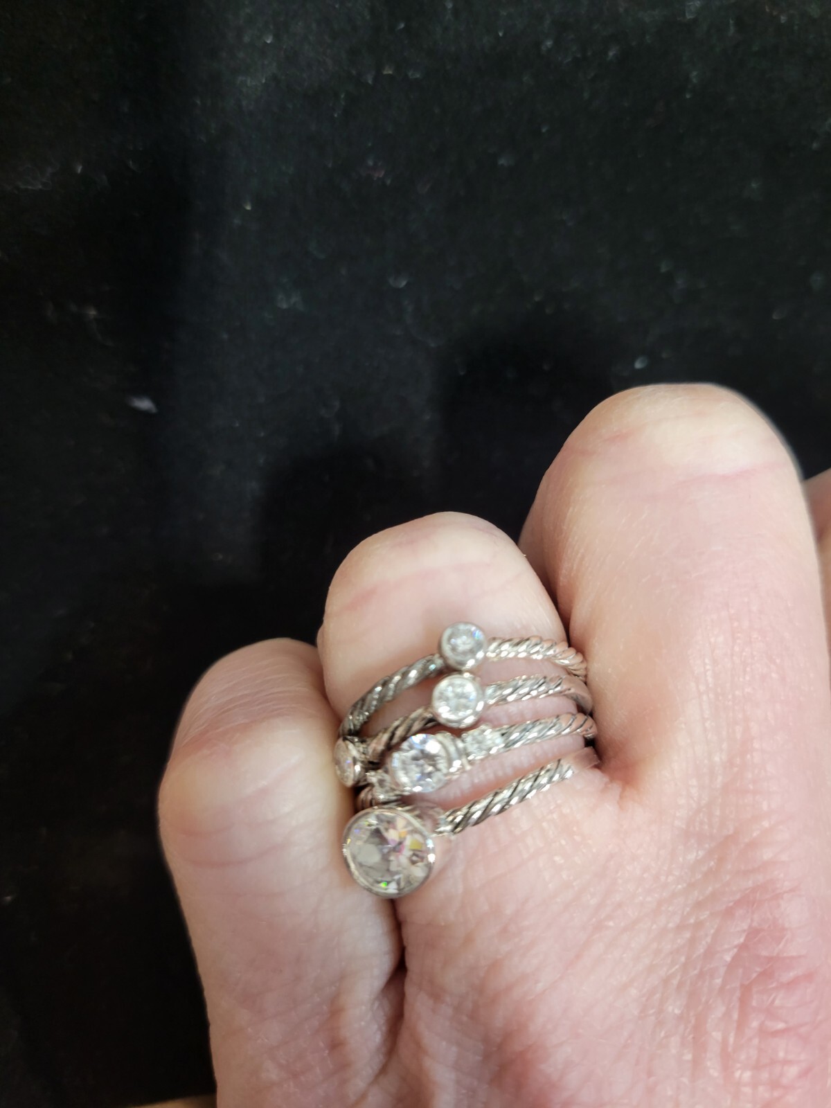 silver stacking rings - Gem