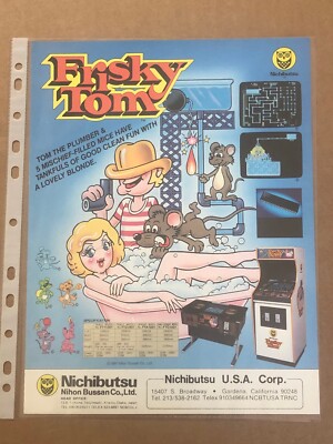 FRISKY TOM by Nichibutsu Arcade Video Game AD FLYER - includes sleeve ...