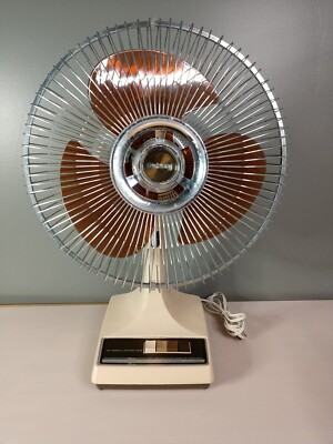 Galaxy 12" Oscillating Fan Tan w/ Amber Blades 3 Speed Retro Tested | eBay