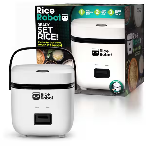 Rice Robot 4 Cup White Space Saving Rice Cooker with Ceramic Nonstick ...