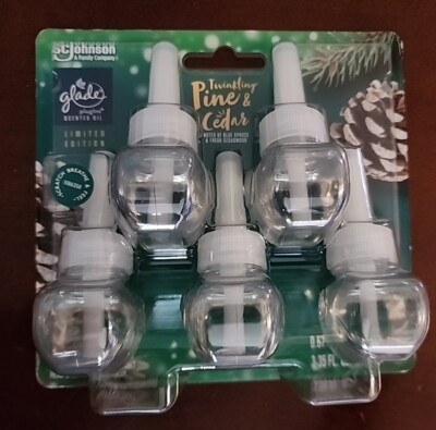 (5) Glade Twinkling Pine & Cedar Plugins Scented Oil Refills - Limited ...