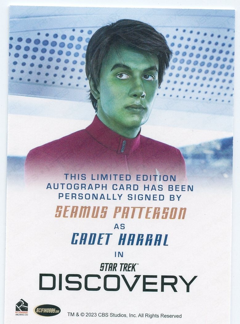 LE Star Trek Discovery S4 Autograph card of Seamus Patterson Cadet ...