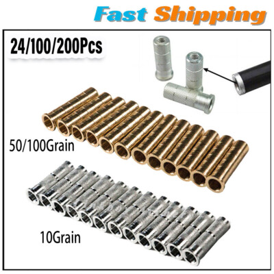 10/50/100Grain Weight Archery Arrow Insert Brass & Aluminum for ID 6.2 ...