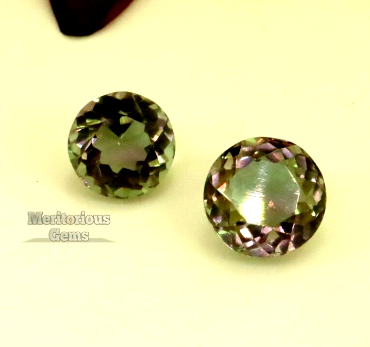 8 To10 Ct Round Cut Color Changing Alexandrite Natural Pair Of ...