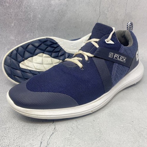 FootJoy FJ Flex Spikeless Golf Shoes 56102 White Navy Blue Mens Size 11 ...