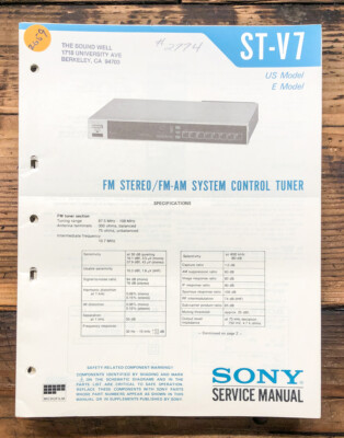 Sony ST-V7 Tuner Service Manual *Original* | eBay