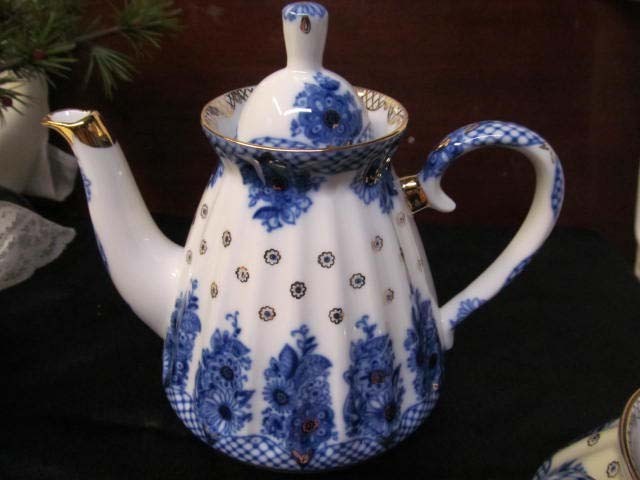 Lomonosov Russian Tea Set St. Petersburg Tea Pot Cups & Saucers ...