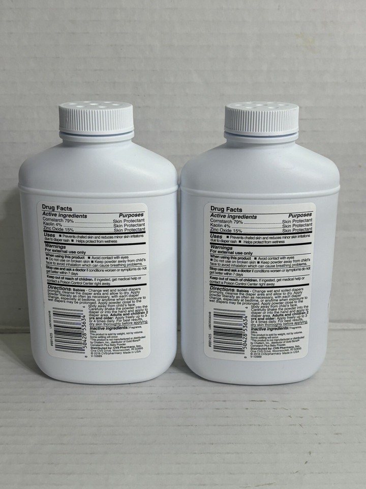 2 CVS Medicated Baby Powder w/ Cornstarch 4oz ea Compares to Gold Bond ...