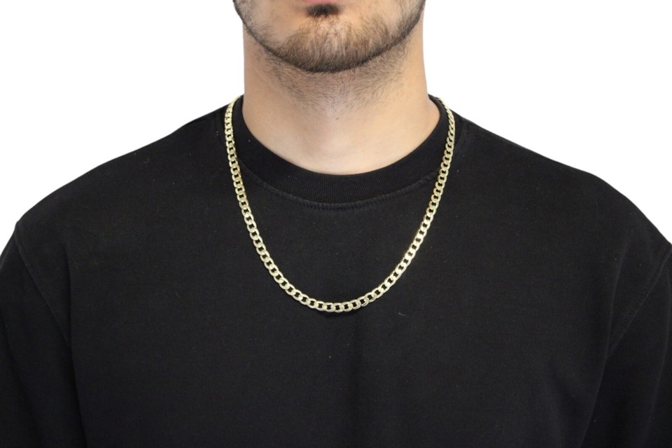 Mens 6mm Curb Chain 9ct Gold XP Classic Curb Chain 24inch Length | eBay UK