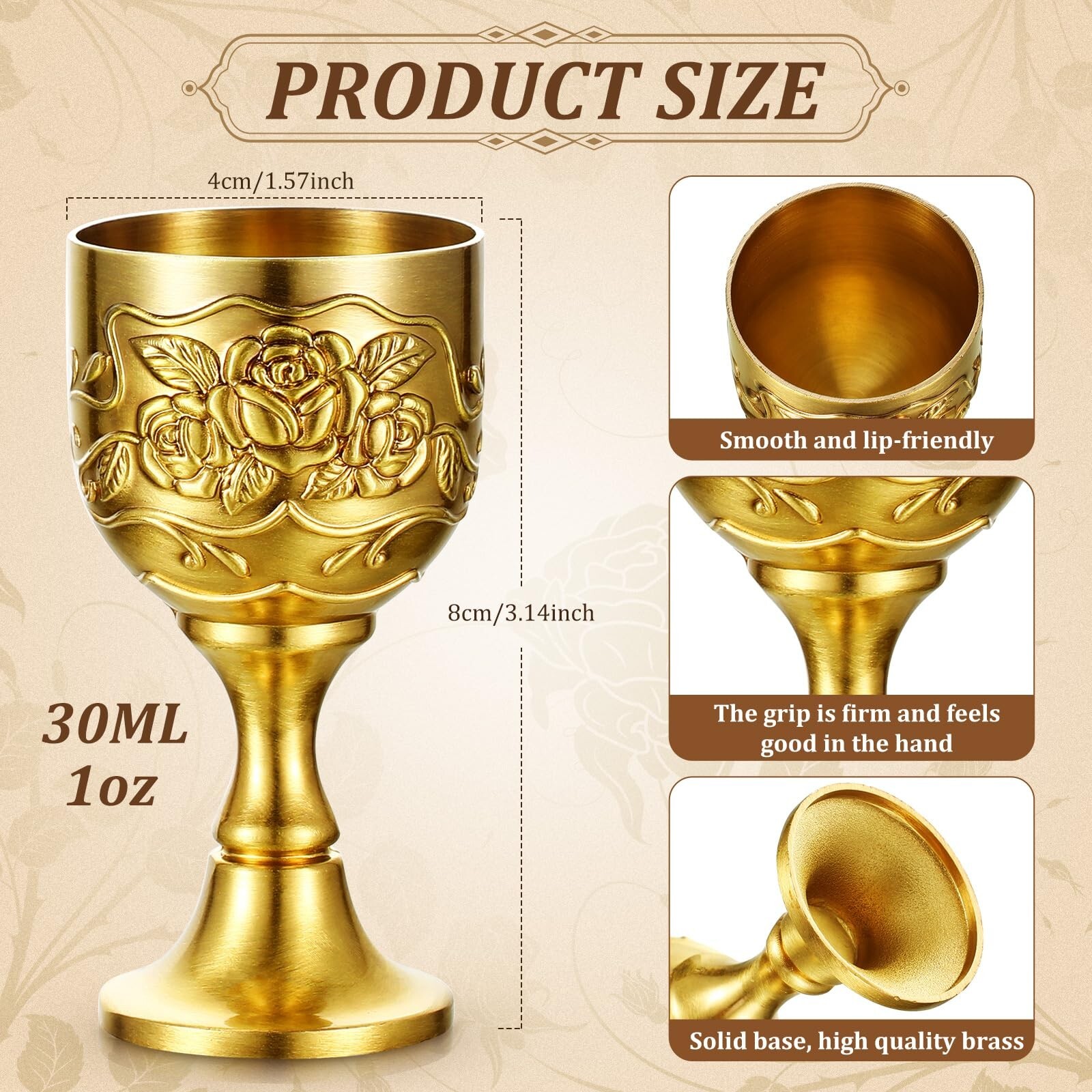 Nosiny 12 Pcs Mini Chalice Goblet Vintage Gold Goblet Copper Wine ...