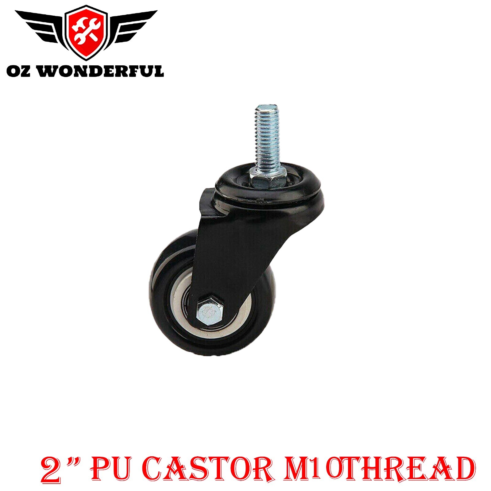 2" 50mm PU Heavy Duty SWIVEL CASTORS WHEEL Castor Caster M10 X25 Bolt ...