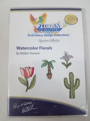 NEW SEALED Floriani Embroidery Design Collection CD Watercolor Florals ...