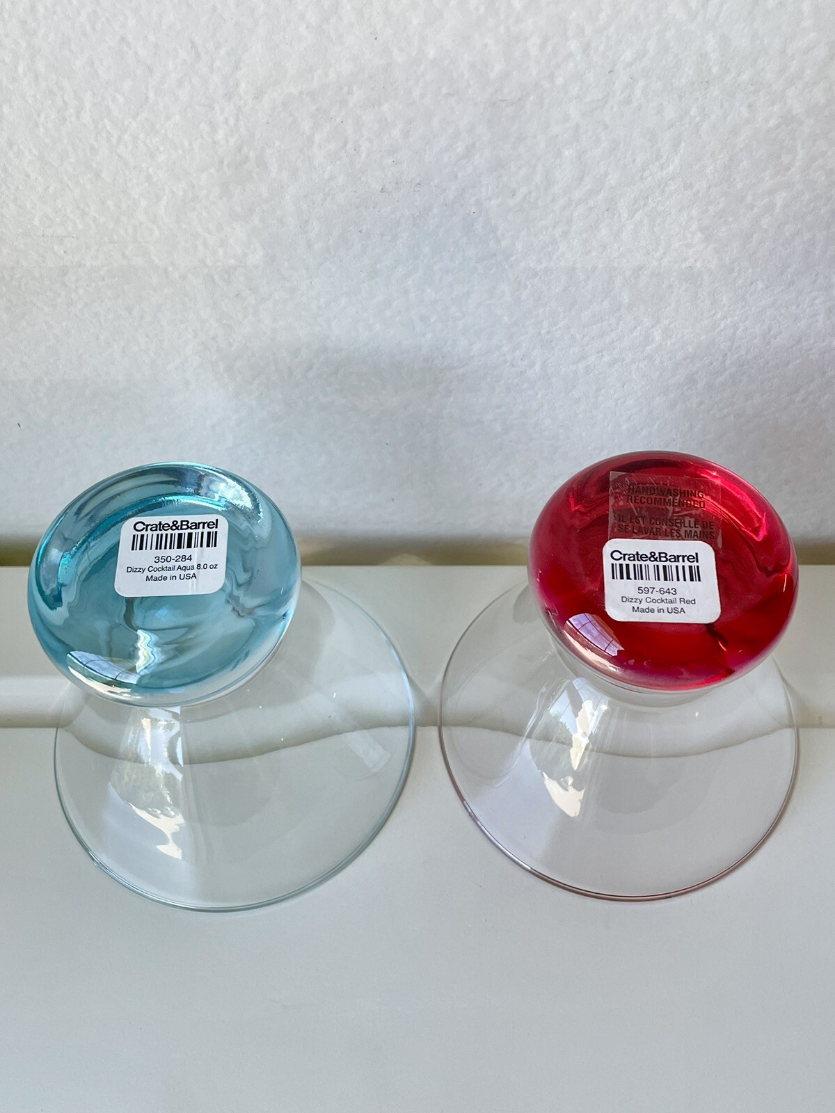 Crate and Barrel Set of 4 Dizzy Cocktail Glasses Green/Orange/Aqua/Red ...