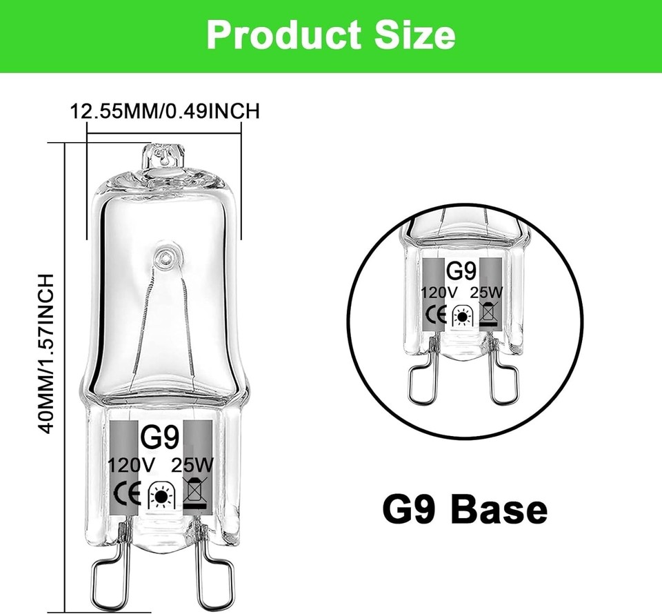 *10 Pack* G9 Bulb 25W/40W/50W/60W Warm White Small Light Bulb 120V Fast ...