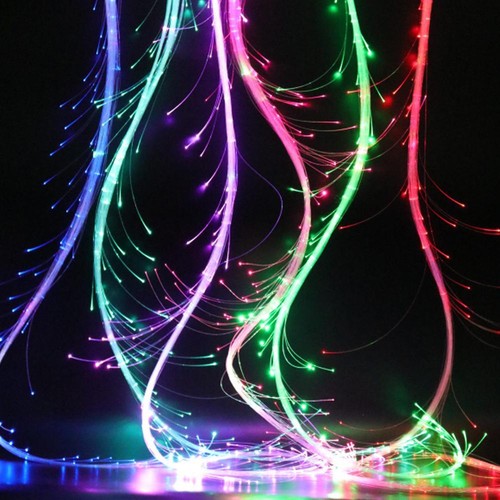 RGB LED Fiber Optic Whip-360° Swivel Bright Light Up Flow Toy Rave New ...
