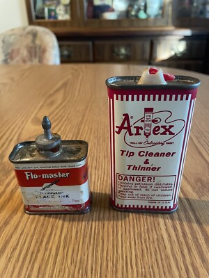 Lead top FLO-MASTER TRANSPARENT BLACK INK TIN CAN T-102 2oz Artex tip ...