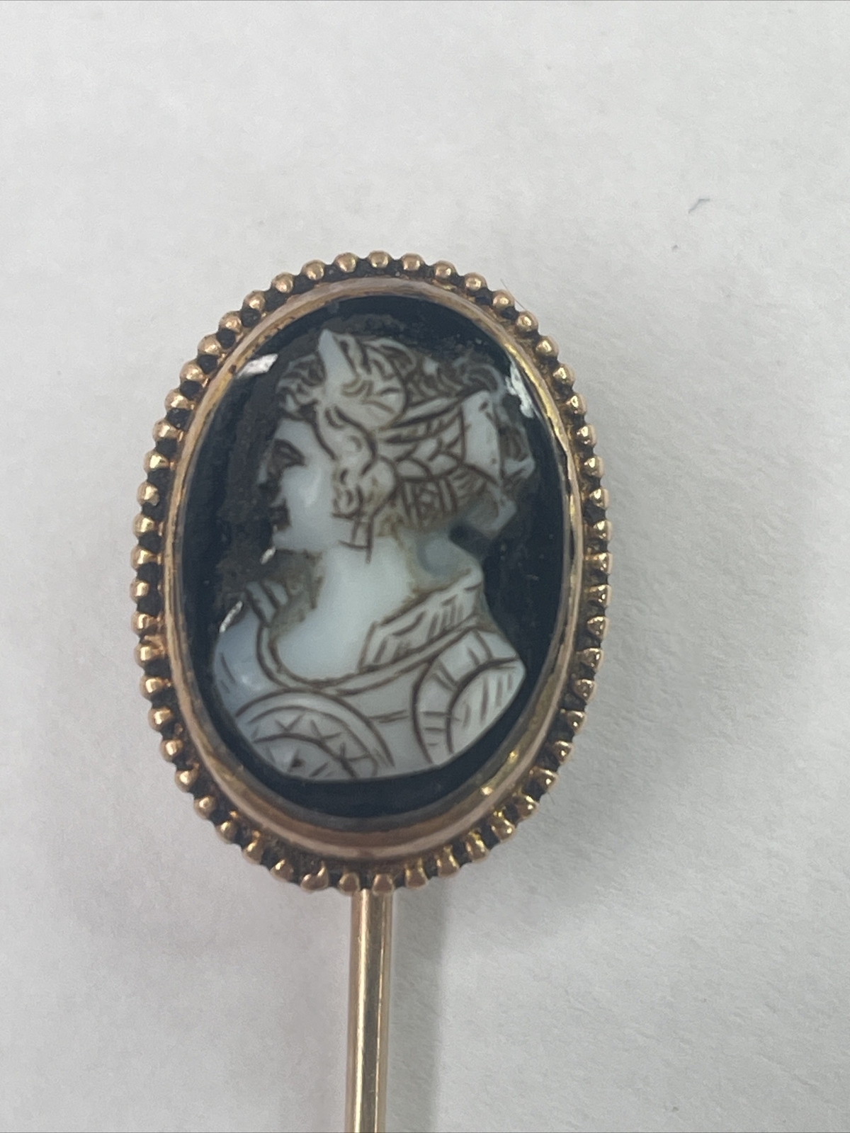 Antique Vintage Solid 14k Cameo Stick Pin - Gem