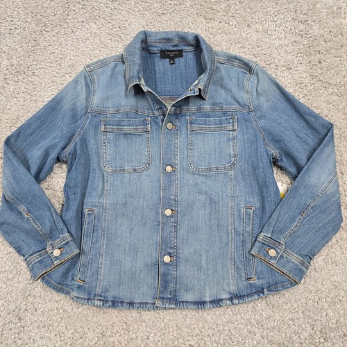 Talbots Denim Jacket Womens Petite XLP Blue Stretch Button Front Casual ...