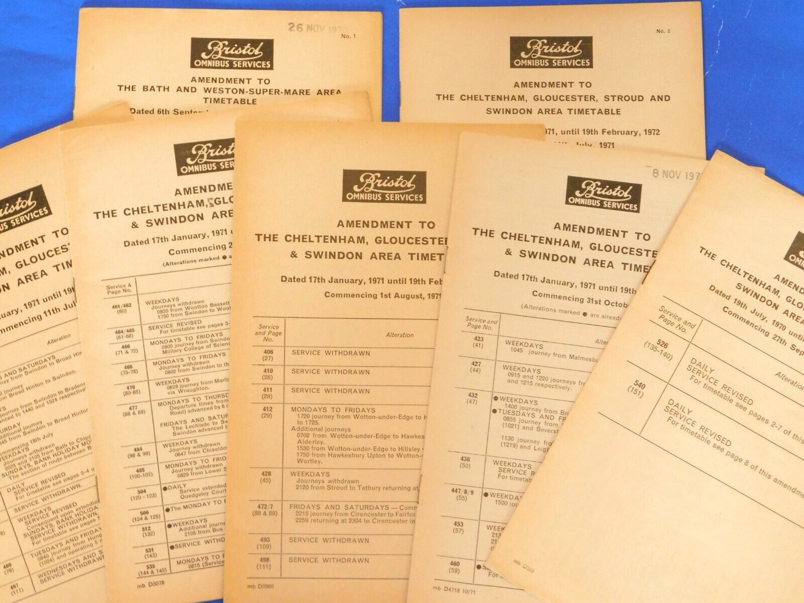 7 x BRISTOL OMNIBUS SERVICES BUS TIMETABLE | Grelly UK