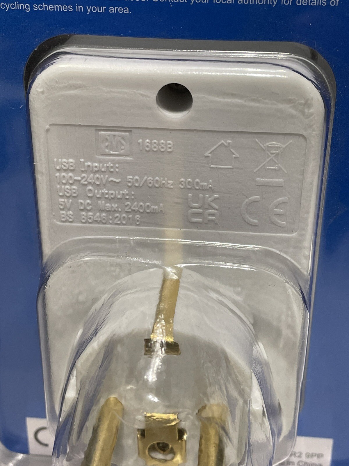 PRO-ELEC TRAVEL ADAPTOR UK 3 PIN TO EURO 2 ROUND PIN WITH TWIN USB ...