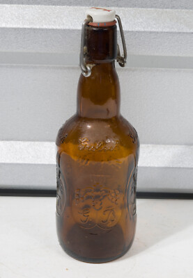 VINTAGE GROLSCH AMBER BROWN LAGER BEER BOTTLE W/PORCELAIN SWING TOP G04 ...