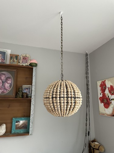 Handmade Wood Bead Chandelier - Farmhouse Chic- Boho Style Ceiling ...