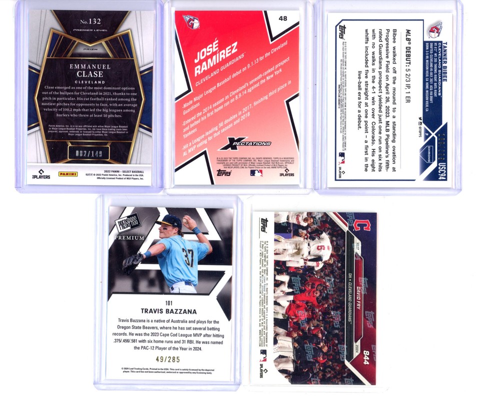 Cleveland Guardians 10 card lot 1/1 auto jersey RC serial Jose Ramirez ...