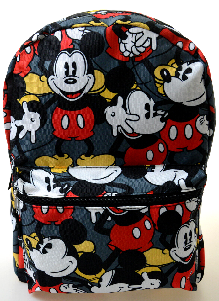 Disney Mickey Mouse School Backpack Large 16" Travel Bag All Over Art ...