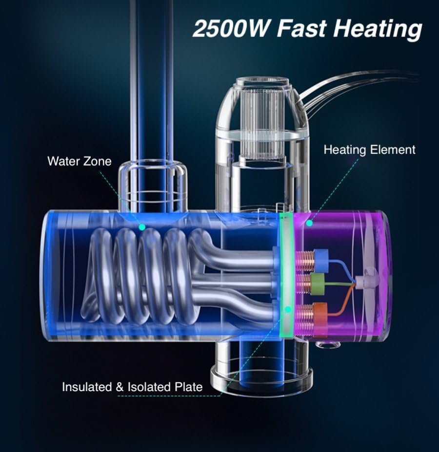 Electric Shower Water Heater Instant Hot Water Faucet 360° Rotating ...