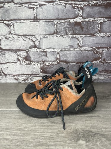 Scarpa Helix Rock Climbing Shoes Orange Suede Synthetic Lace Women 36EU ...