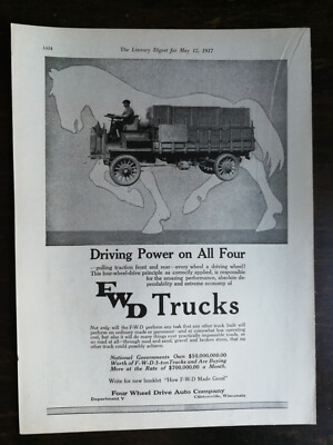 Vintage 1917 FWD Trucks Four Wheel Drive Auto Company Full Page ...