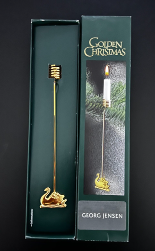 Georg Jensen Golden Christmas Lyseholder Candle Holder Swan Denmark in ...