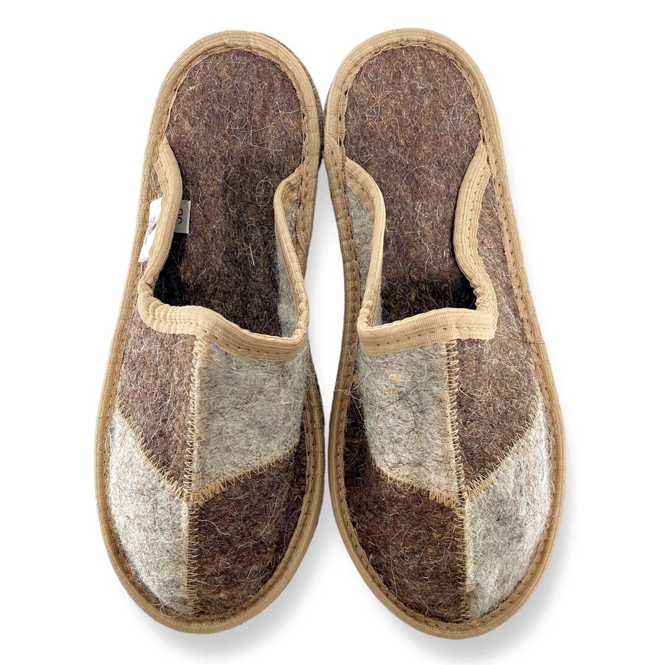 Checked Russian Felt Women's Slippers 100% Sheep Wool Warm Cozy & Not ...