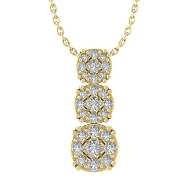 10k Yellow Gold Lab Grown Diamond Composite Necklace 18" Silver Cable ...