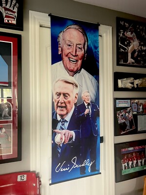 RARE Vin Scully HOF 21x60 Scroll Sign Poster Banner Los Angeles ...