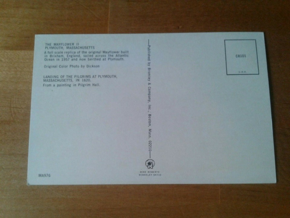 MASSACHUSETTS: GREETING FROM PLYMOUTH, MASS - VINTAGE UNUSED CARD | eBay