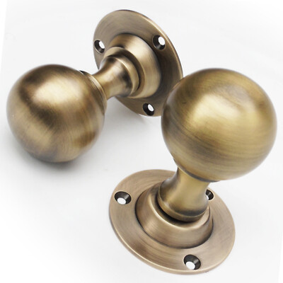 Vintage Period Style Ball Round Antique Aged Solid Brass Door Knobs Handles Pair | eBay UK