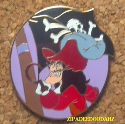 RARE LE500 Disney Auctions PINS Captain Hook Pirate Flag Jolly Roger ...