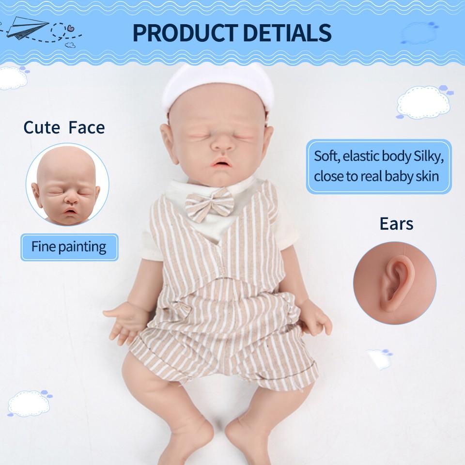 17" IVITA Sleeping Reborn Baby Doll Newborn Full Floppy Silicone Vivid ...