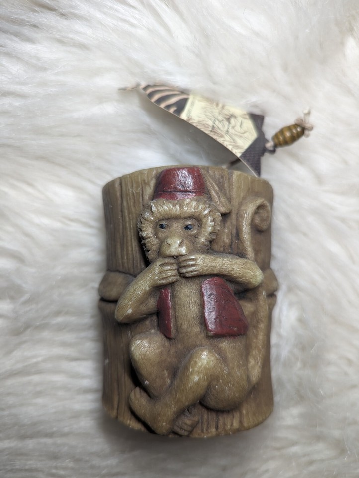 TROPICAL SAFARI LAVA Carved Monkey Pillar Candles 5” NWT Hear See Speak ...