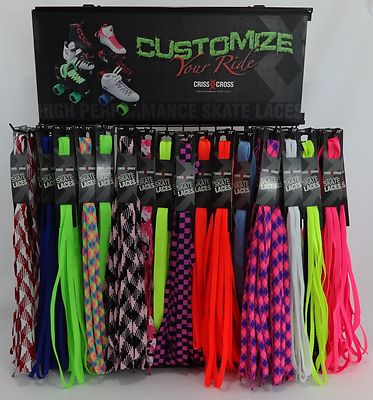 Criss Cross Fat Laces Skate Length 72" 183 CM 3/4" Cotton Blend Molded ...