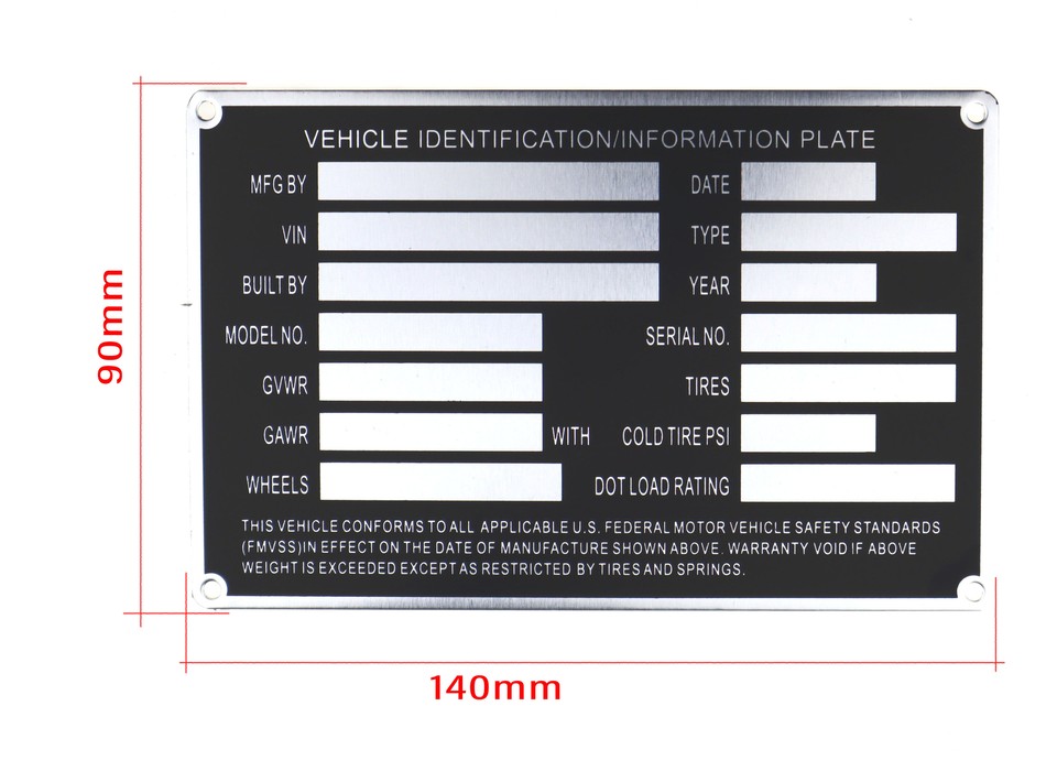 Serial Number Car Hauler Semi Trailer Special ID Tag Plate Model Custom ...