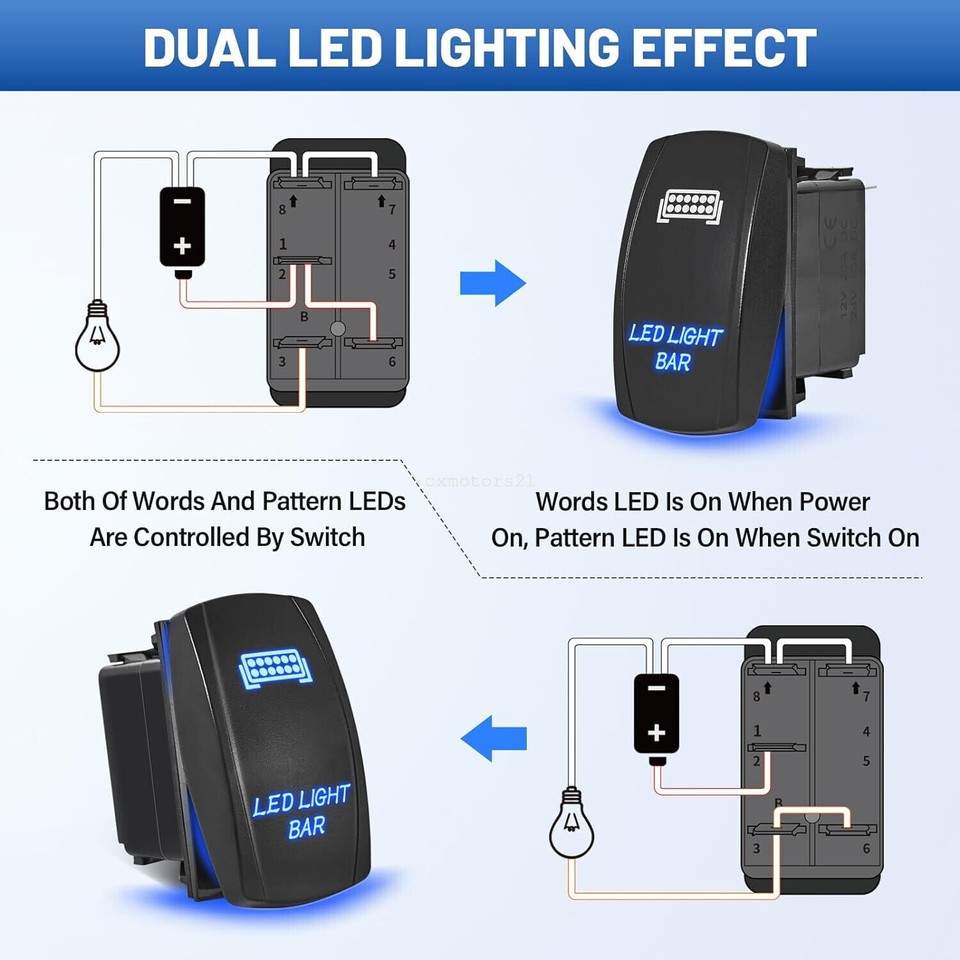 5 Pin Rocker Switch On-Off Light Switches For Polaris Ranger XP 800 ...